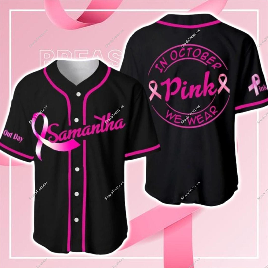 Personalized Breast Cancer Baseball Jersey in October We Wear - Etsy
