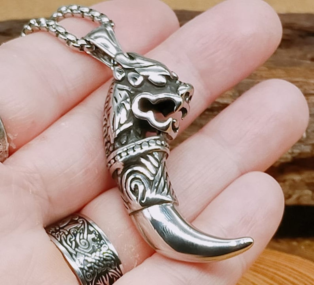Unisex Viking Stainless Steel Wolf Head Wolfs Wolf's Tooth - Etsy