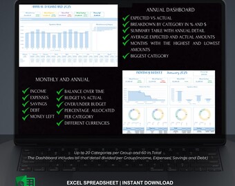 Budget Spreadsheet | Monthly Expense Tracker | Financial Planner | Annual Budget Excel - Etsy