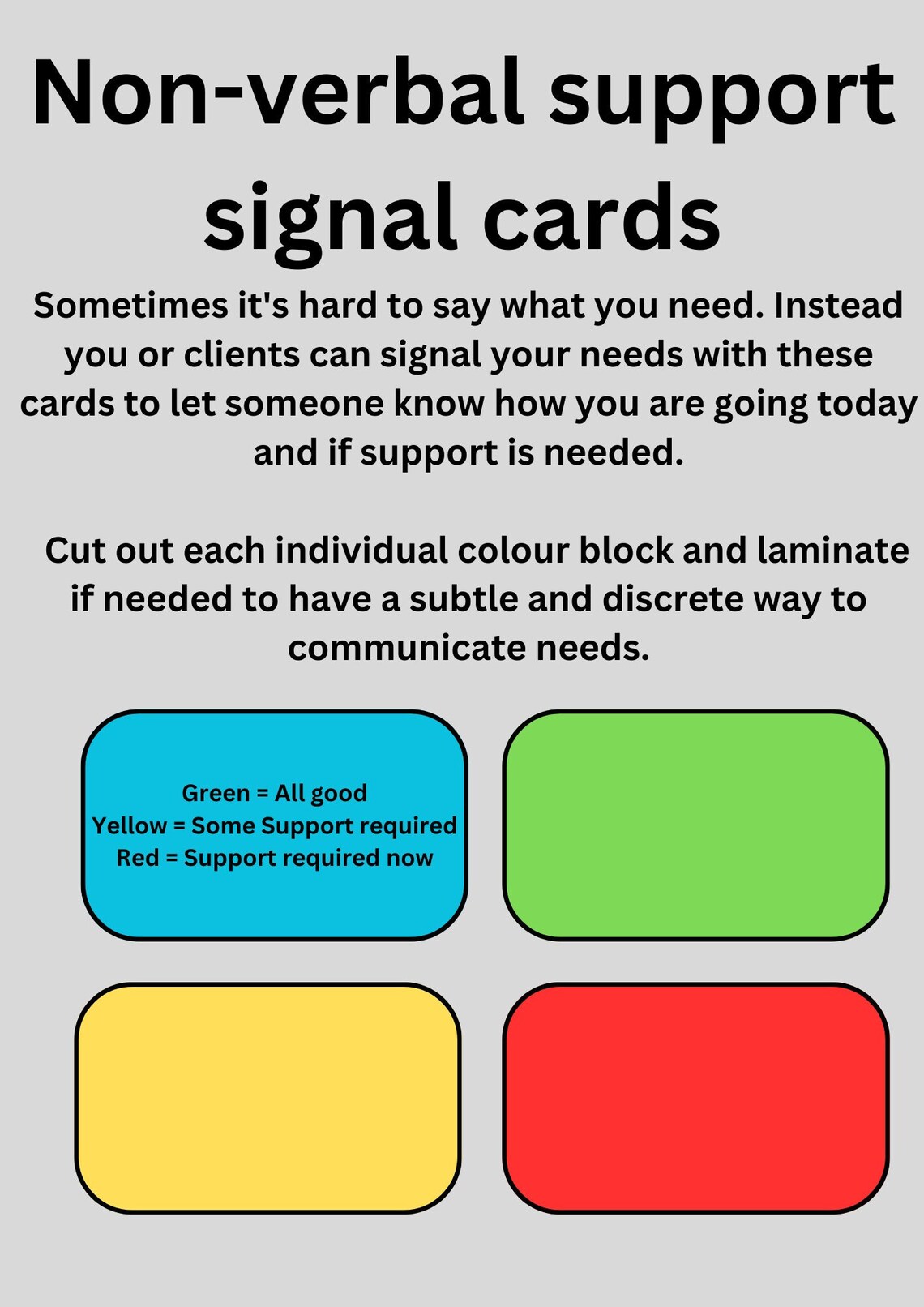 Non-verbal Support Cards/ Therapy Aid, Therapy Office Decor, Social ...