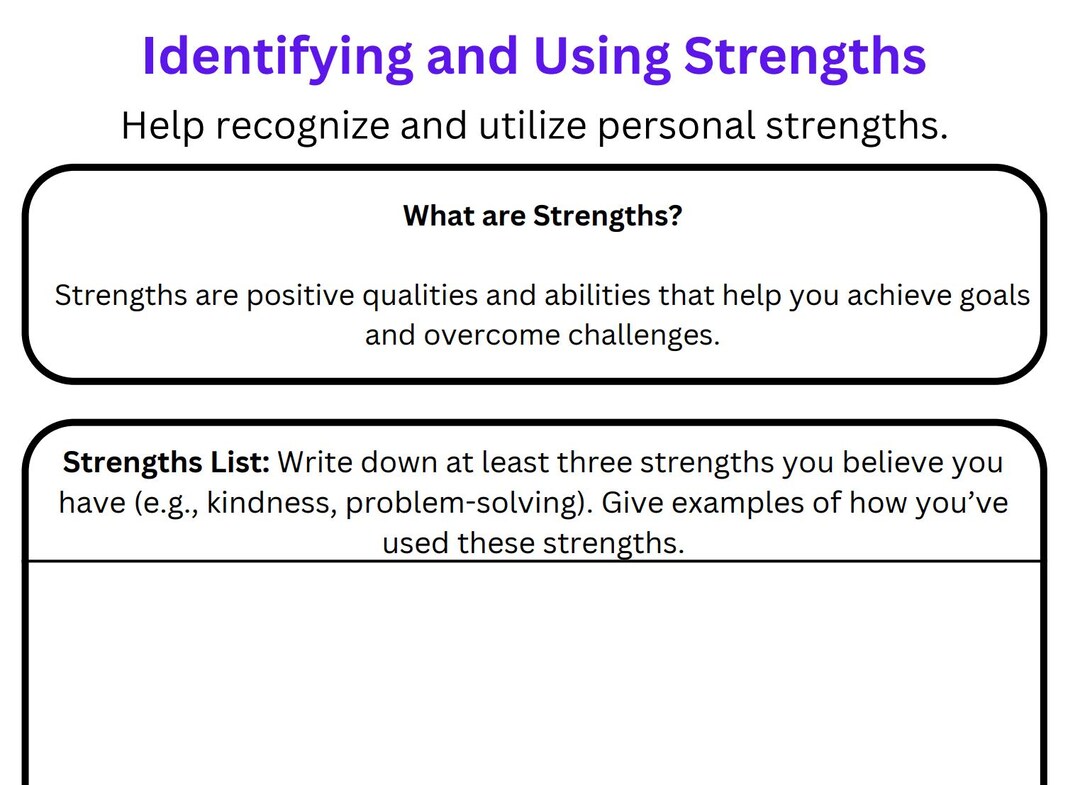 Identifying and Using Strengths Worksheet Mental Health Worksheet ...