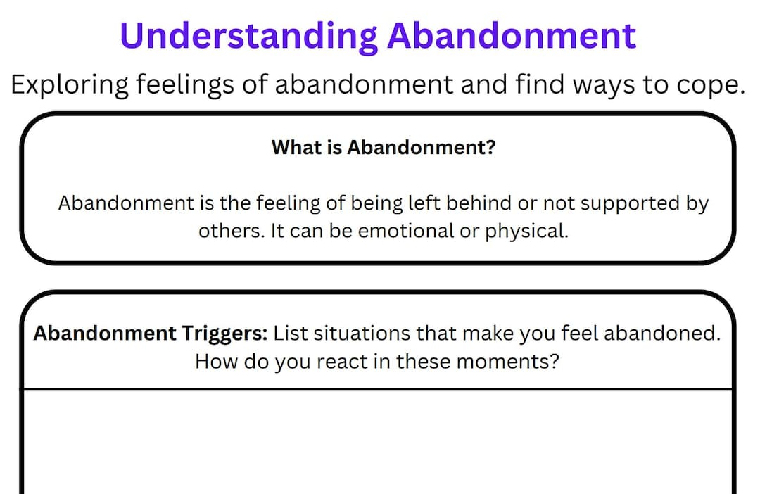 Understanding Abandonment Worksheet Mental Health Worksheet, Therapy ...