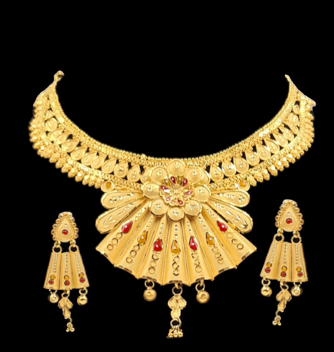 Pure 22k Bridal Gold-plated Indian Jewelery Set With Earrings . - Etsy