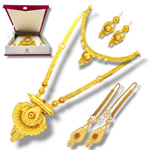 Antique 2 Gram Gold Necklace Combo Set Exquisite Choker and Long ...