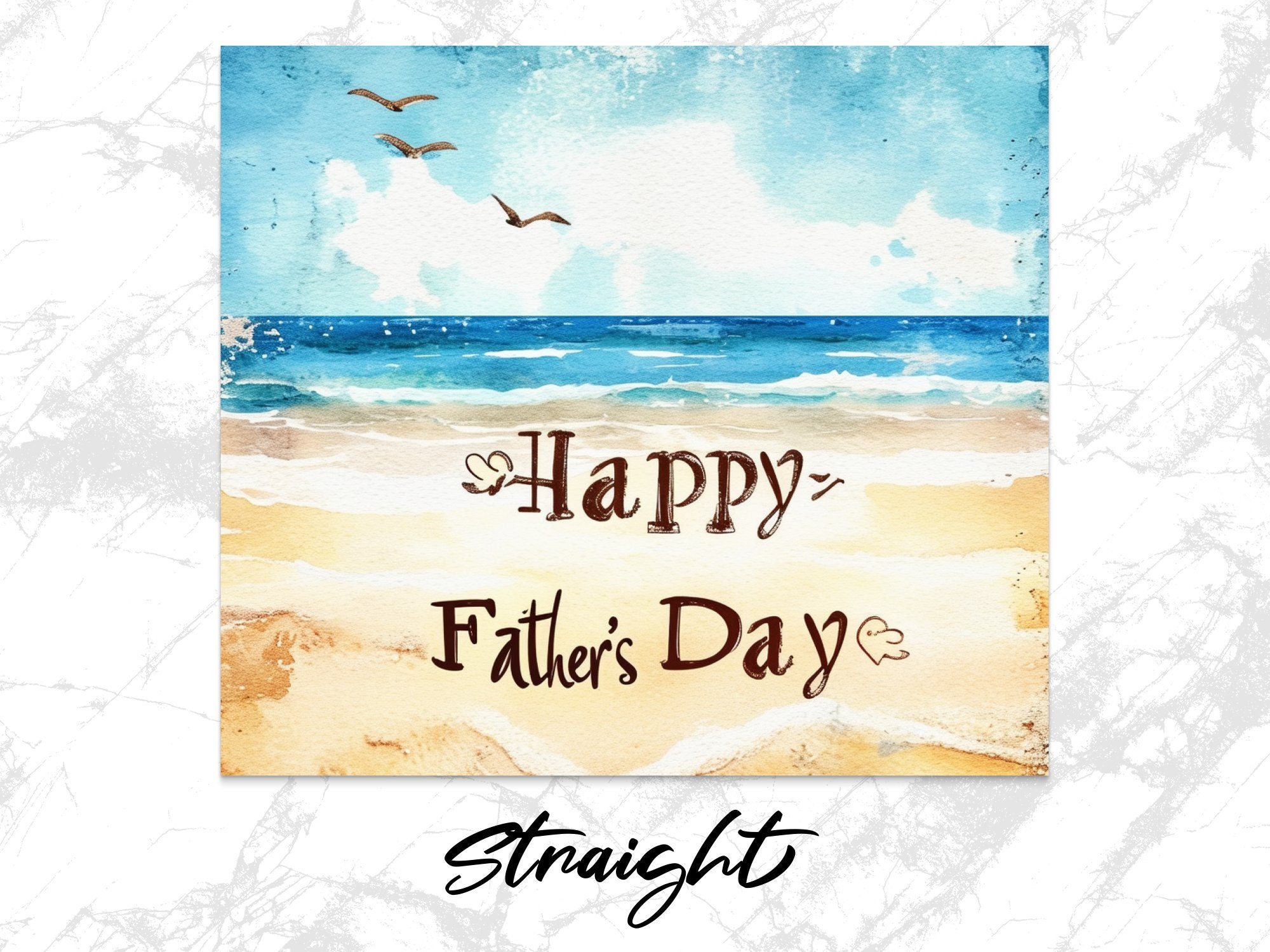 Happy Father's Day Beach Scene 20oz Tumbler Wrap, Tropical Ocean View ...