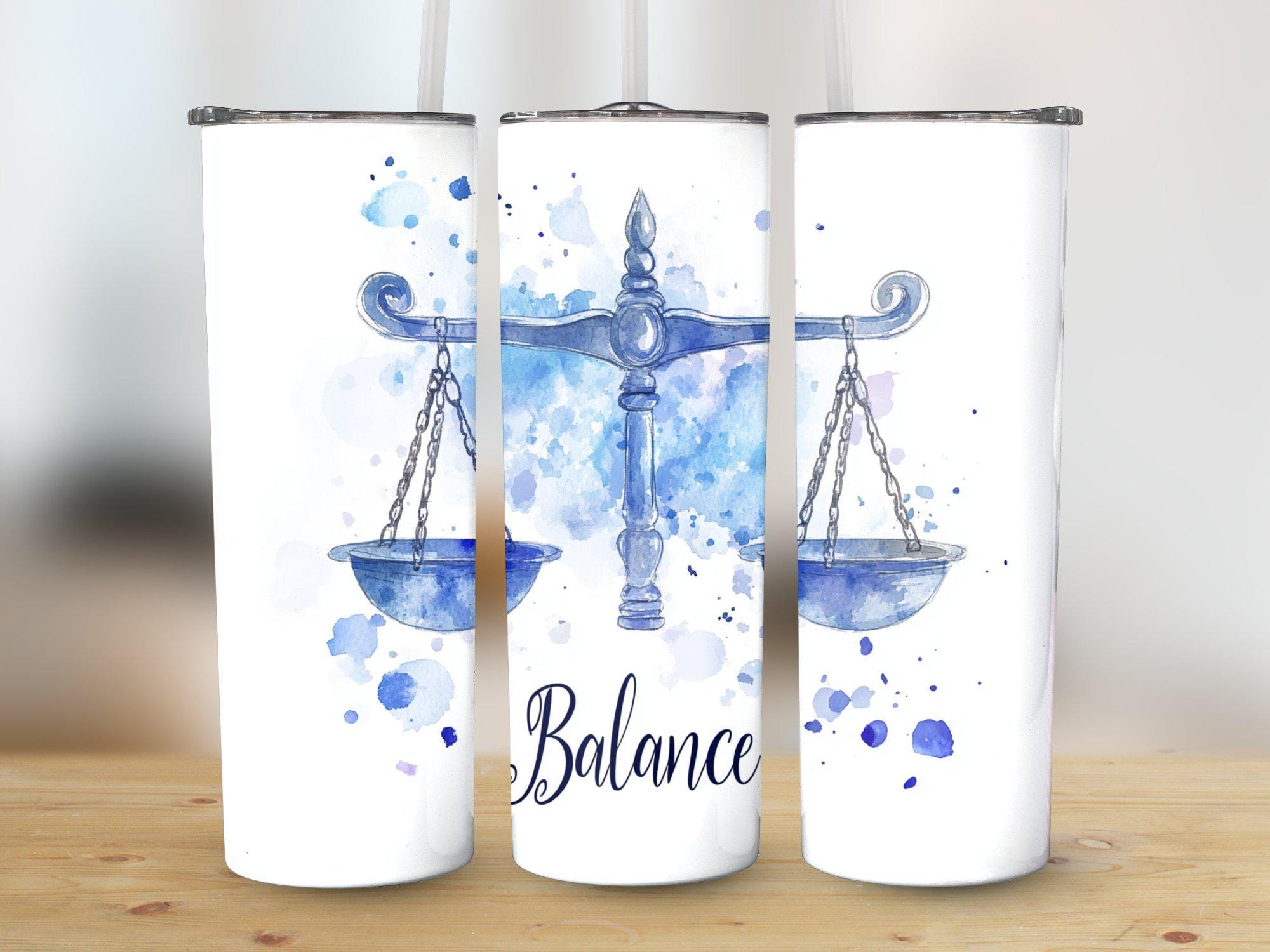 Balance Scale Tumbler Wrap 20oz, Watercolor Balance Scales Design ...