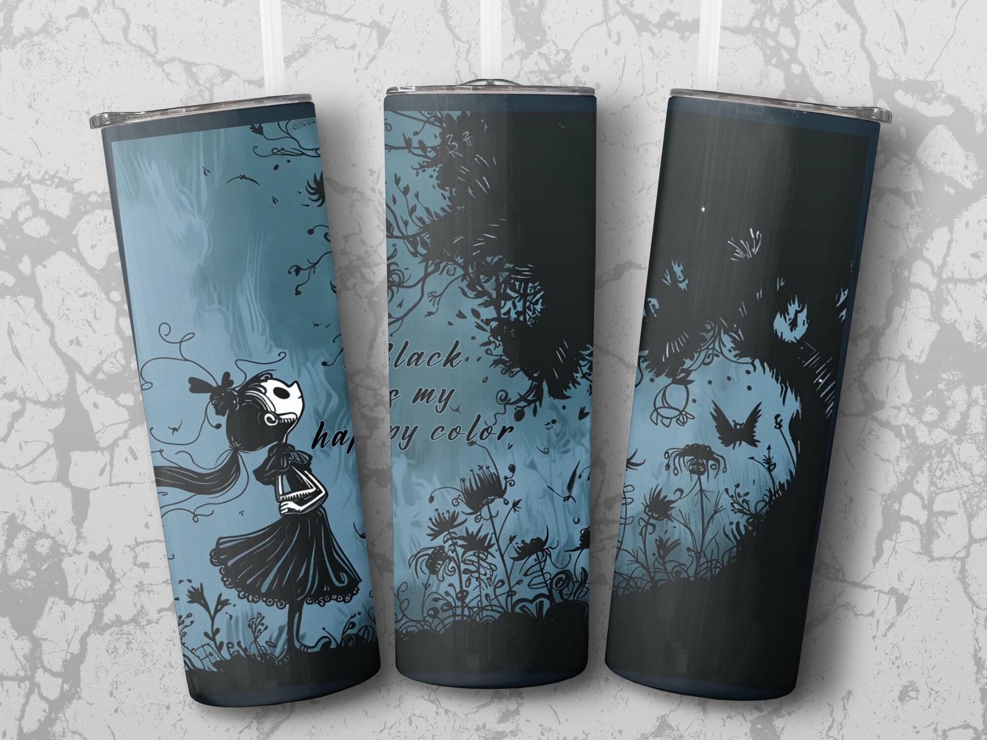 20 Oz Gothic Tumbler Wrap, Dark Fantasy Skinny Tapered Cup, Halloween ...