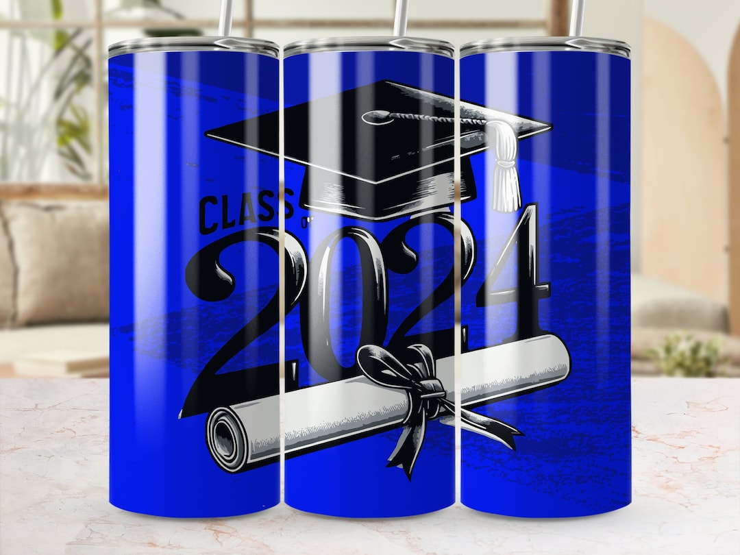 Royal Blue Class of 2024 Graduation 20oz Tumbler Wraps, Graduate Gift ...