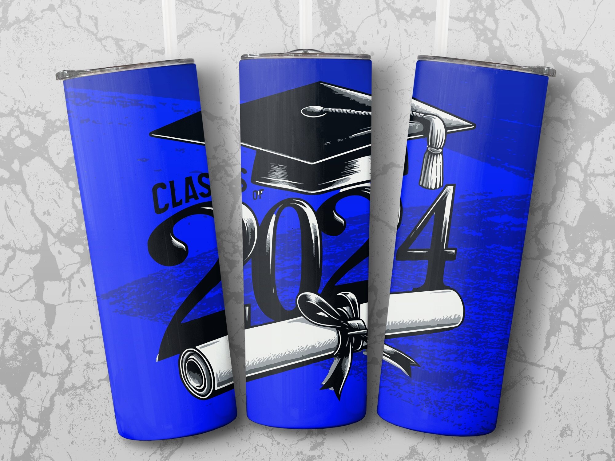 Royal Blue Class of 2024 Graduation 20oz Tumbler Wraps, Graduate Gift ...