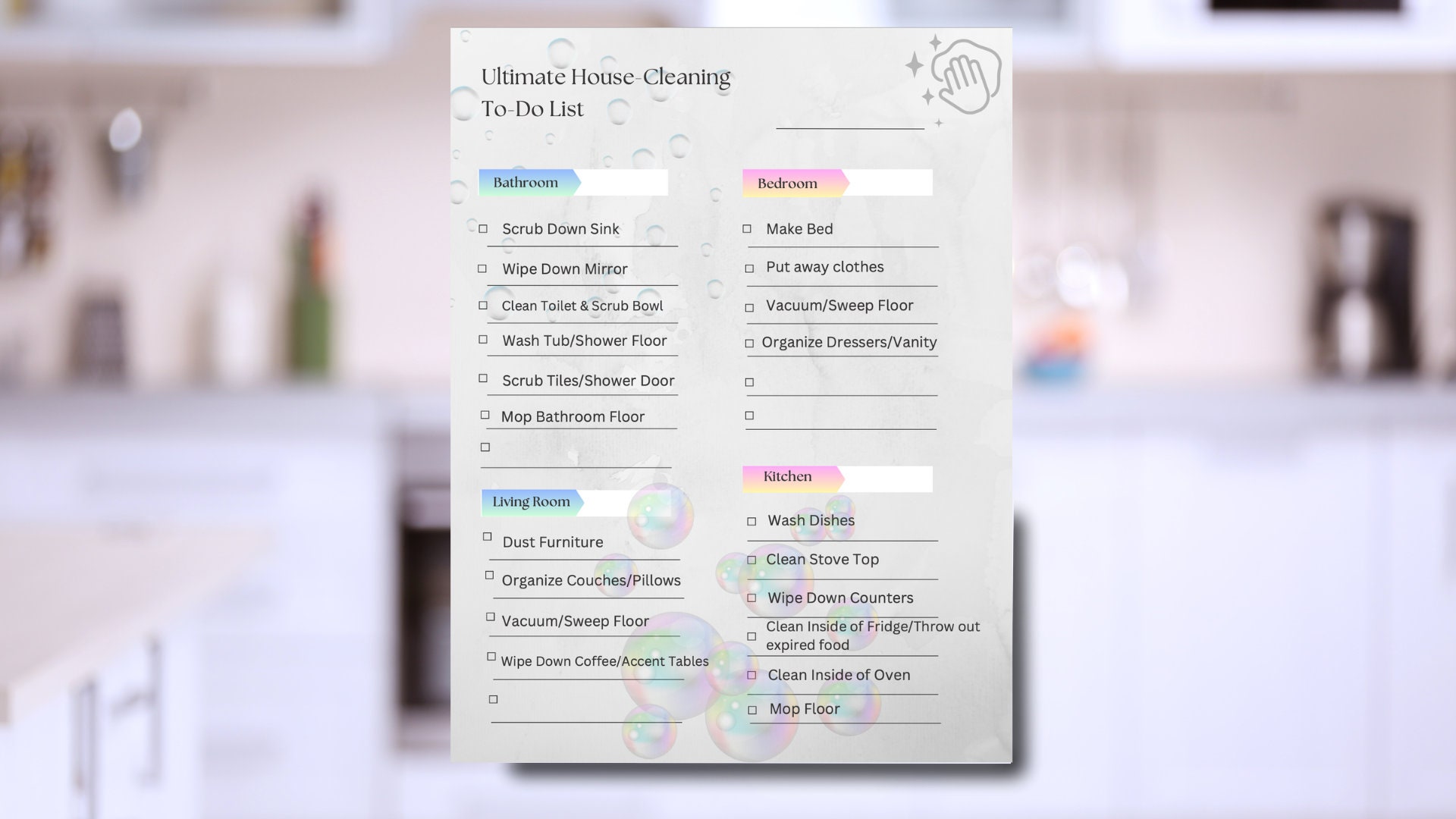 Complete House-cleaning To-do Checklist | Editable/printable To-do List ...