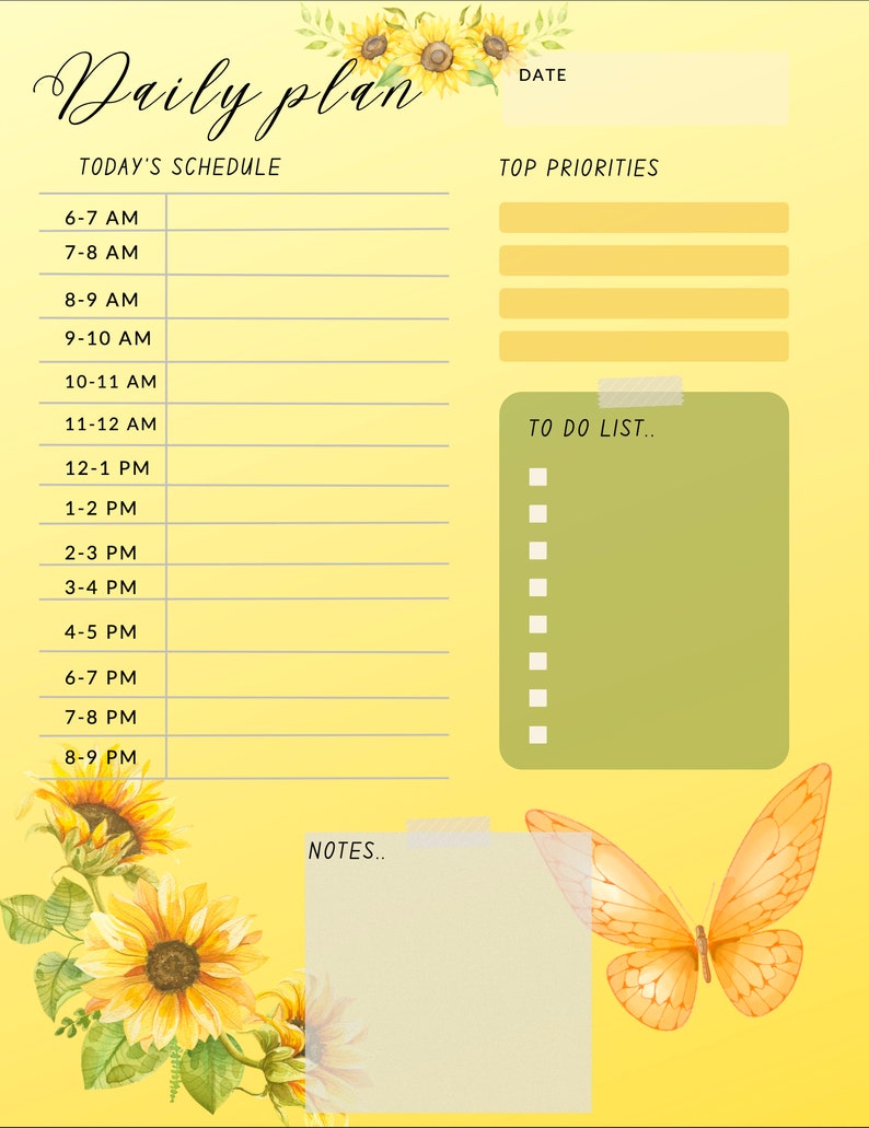 Daily Planner | Editable Digital Planner | Printable Planner - Etsy