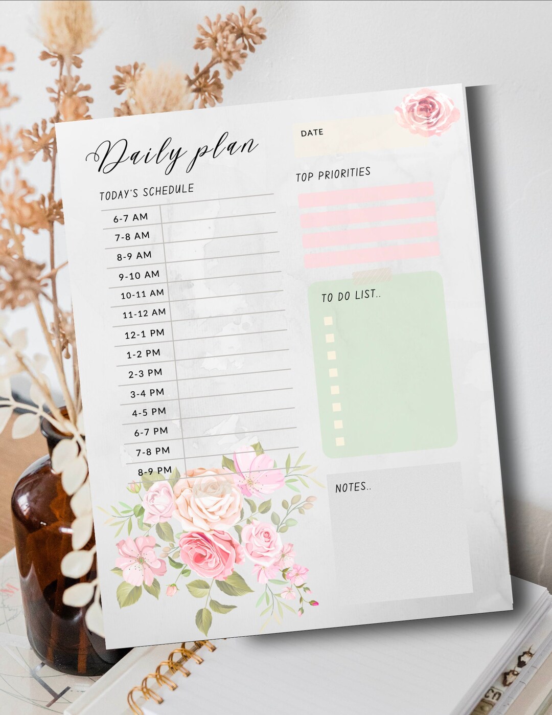 Daily Planner | Editable Digital Planner | Printable Planner - Etsy