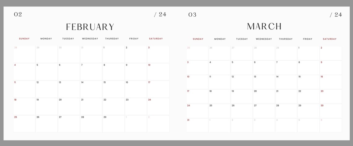 Basic 2024 Editable Calendar Printable Calendar Letter Size - Etsy