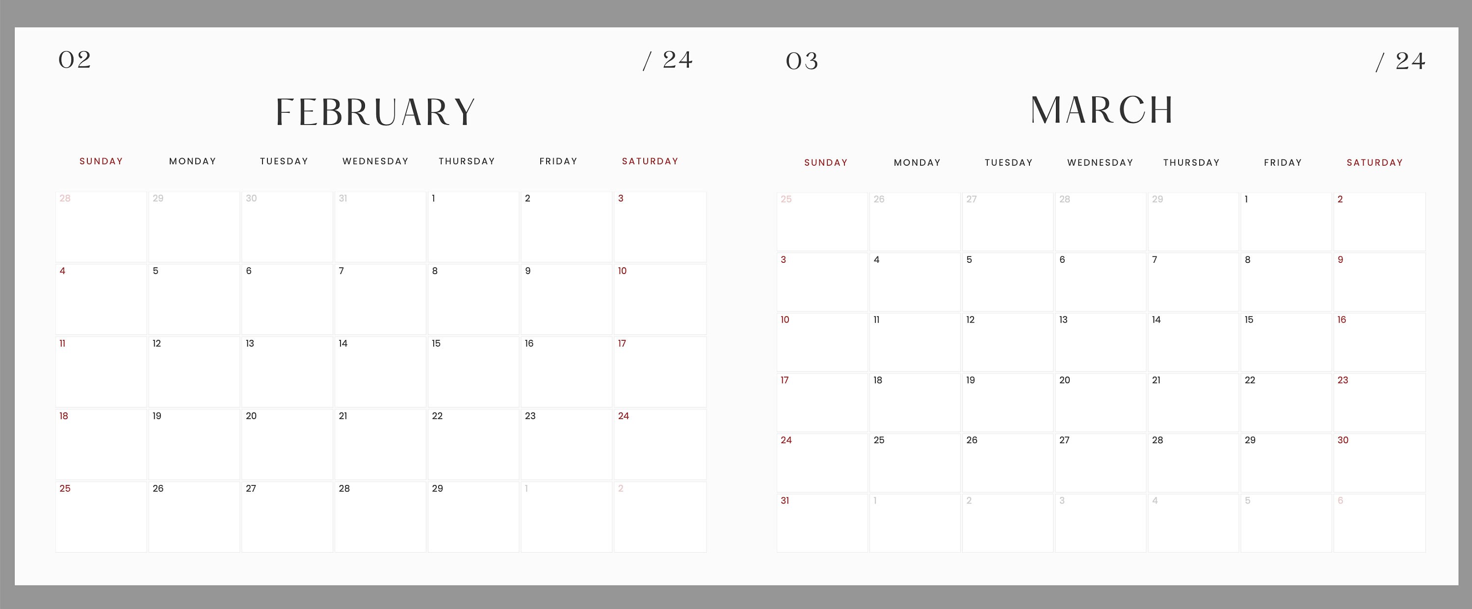 Basic 2024 Editable Calendar Printable Calendar Letter Size - Etsy