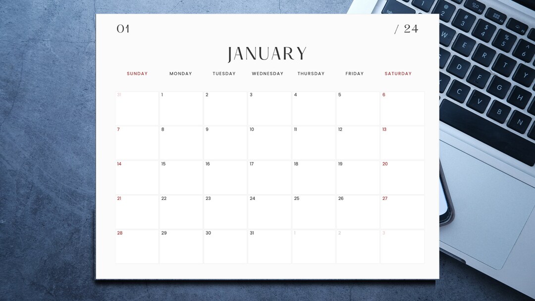 Basic 2024 Editable Calendar Printable Calendar Letter Size - Etsy