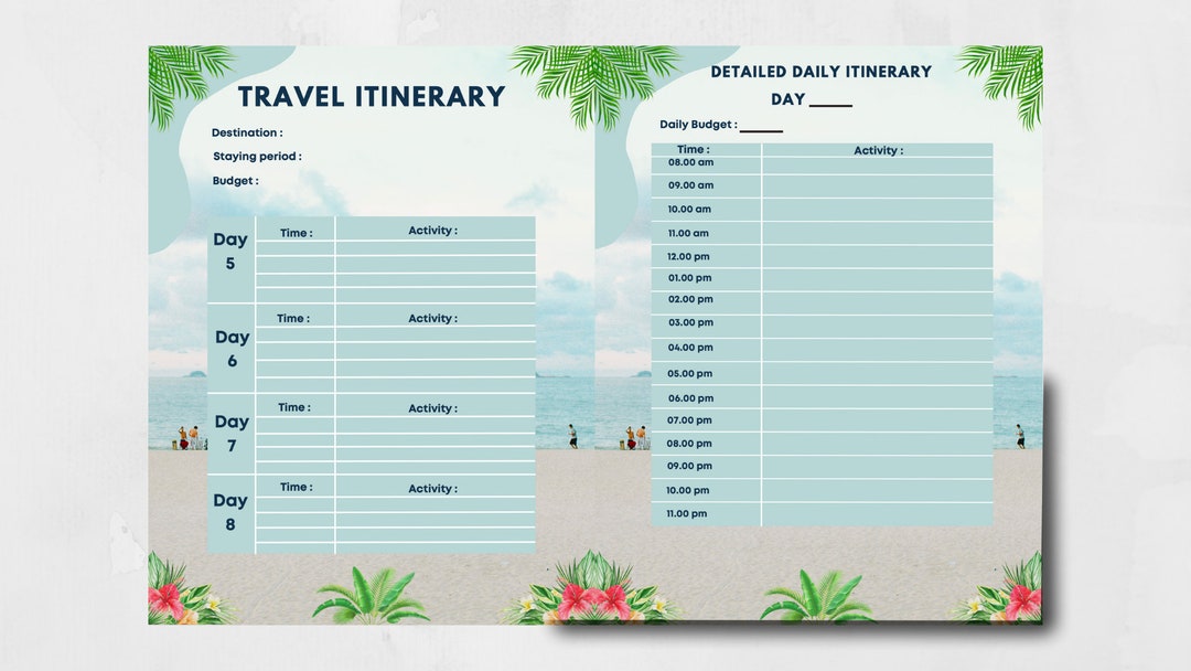 Editable Travel Itinerary | Digital/printable Travel Itinerary - Etsy