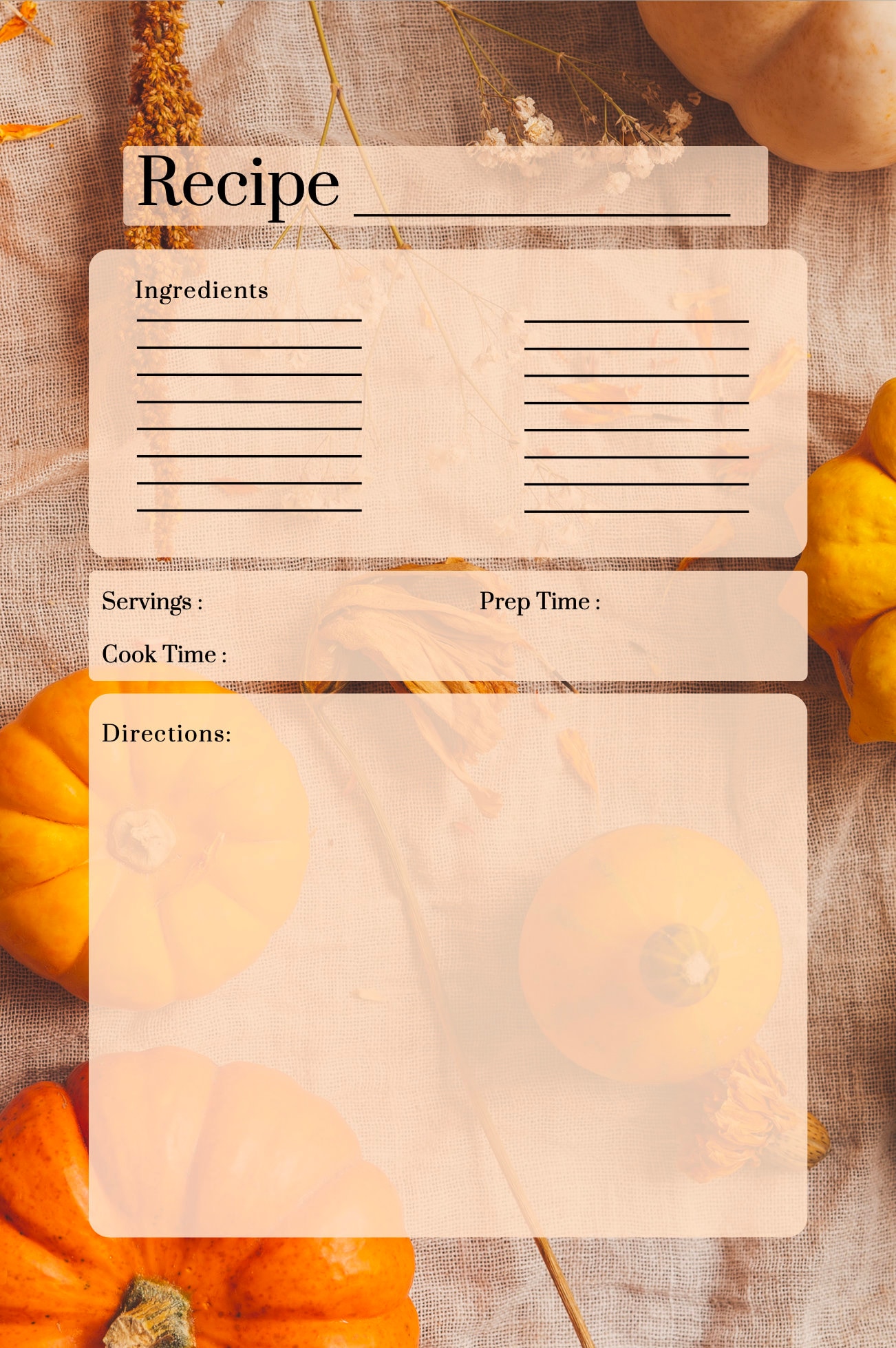 Digital Recipe Card Editable/printable Recipe Card - Etsy