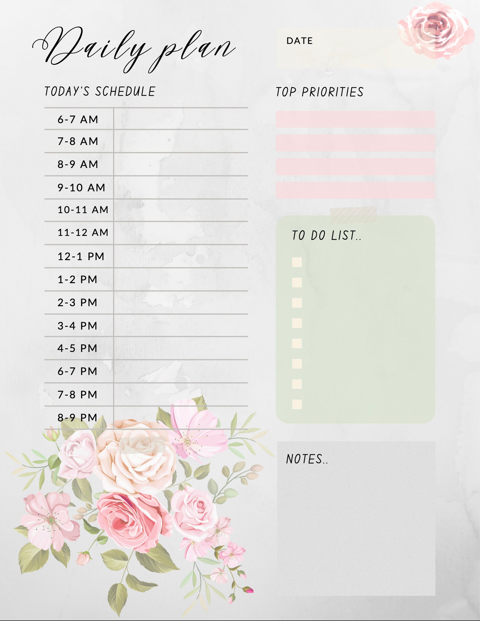 Daily Planner | Editable Digital Planner | Printable Planner - Etsy