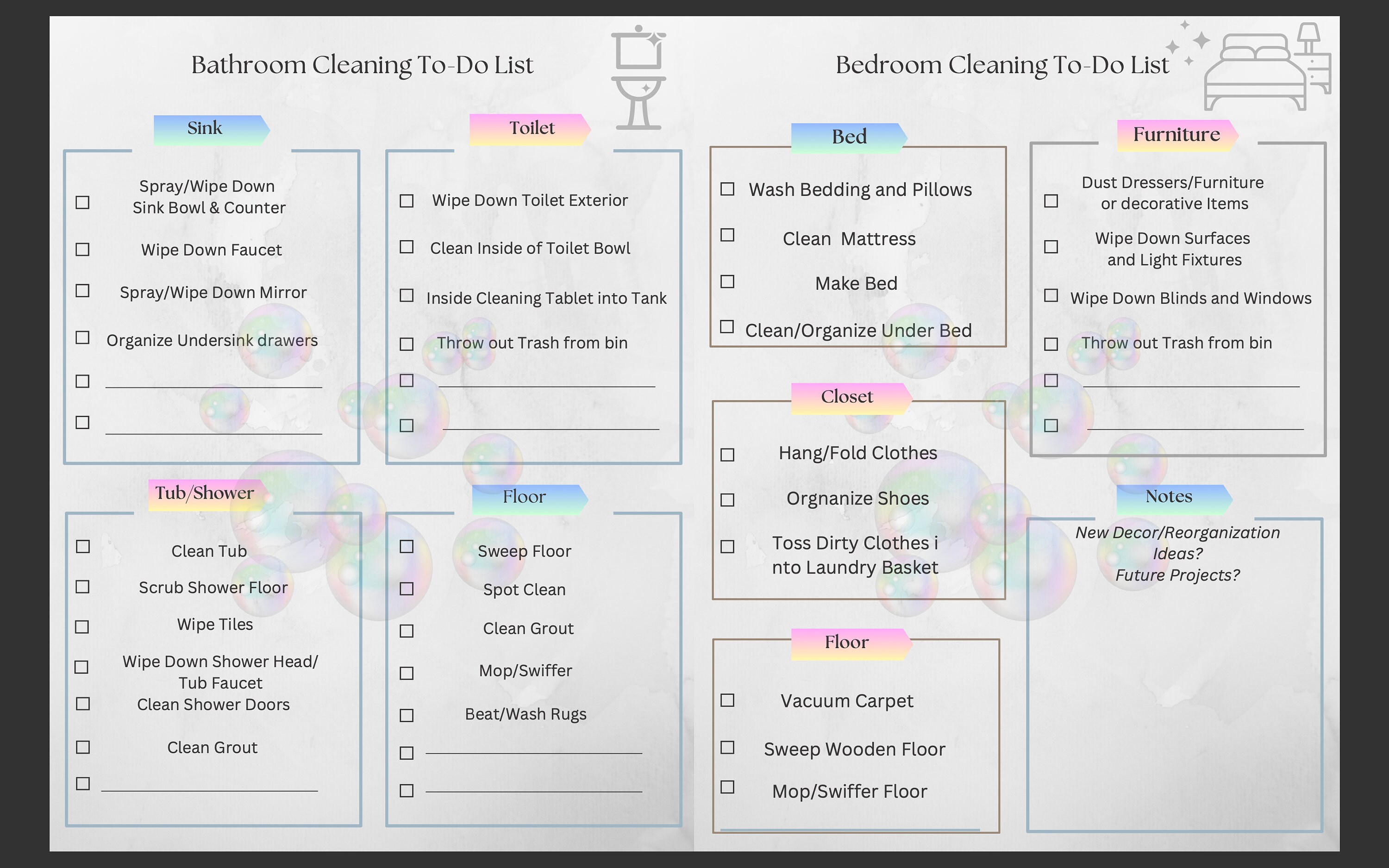 Complete House-cleaning To-do Checklist | Editable/printable To-do List ...