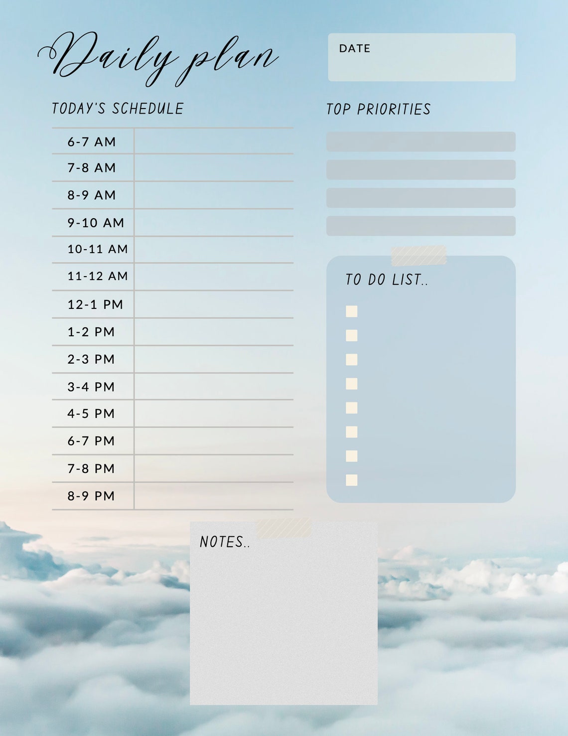 Daily Planner Editable Digital Planner Printable Planner - Etsy