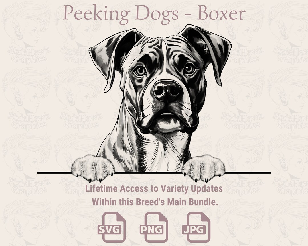 Peeking Dogs Boxer - | SVG | PNG | JPG | Transparent + White Background ...