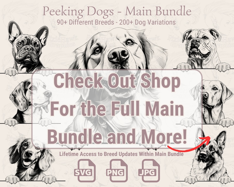 Sheepadoodle Peeking Dog Line Art (SVG, PNG, JPG) - Etsy