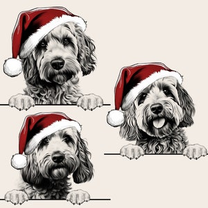 Peeking Dogs Cockapoo Santa Hat SVG PNG JPG Many Variations Planner ...