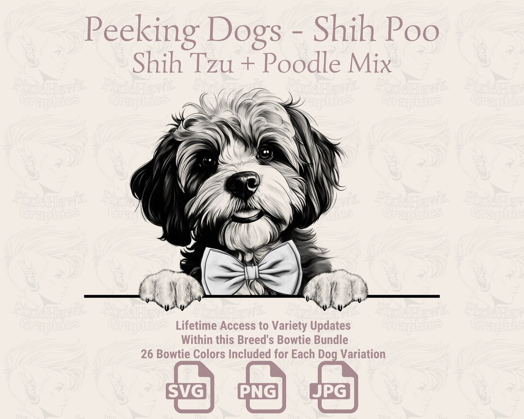 Peeking Dogs Shih Poo SVG PNG JPG Transparent White Background Planner ...