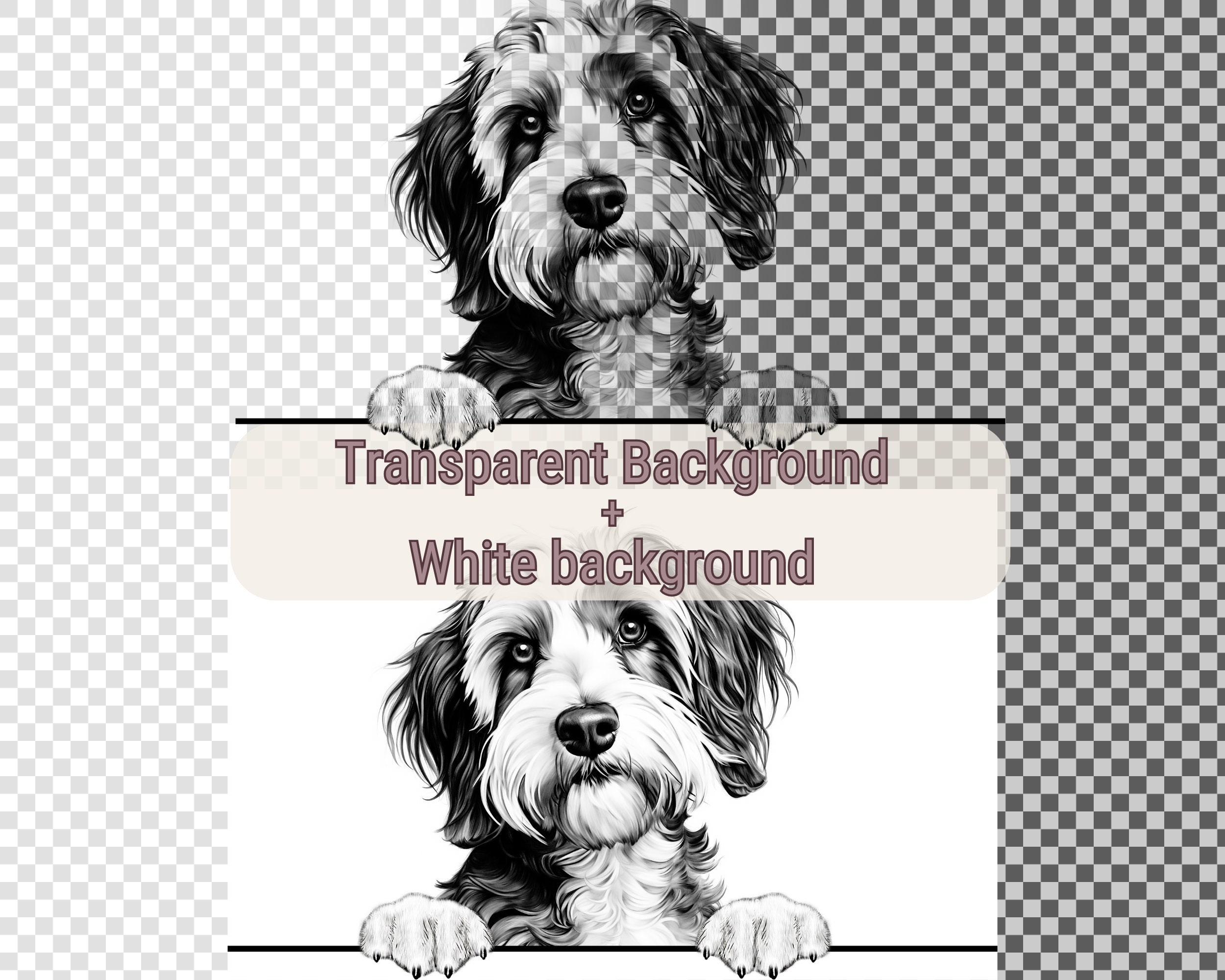 Aussiedoodle Line Art: Peeking Dog SVG PNG JPG - Etsy