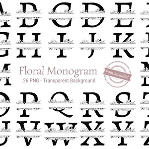 Floral Split Monogram - A-Z Alphabet Set for POD, T-shirts, Invitations ...