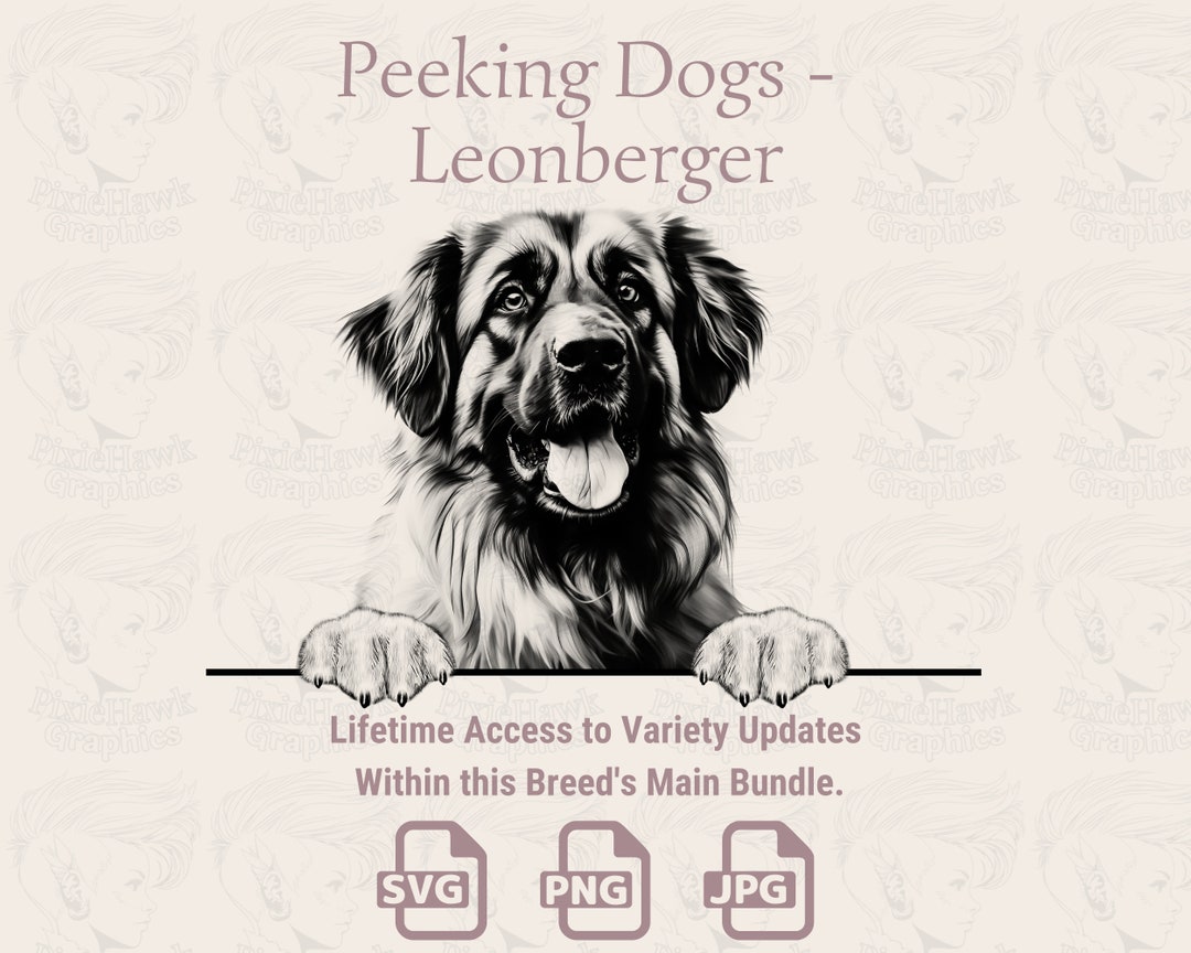 Leonberger Line Art: Peeking Dog SVG, PNG, JPG - Etsy