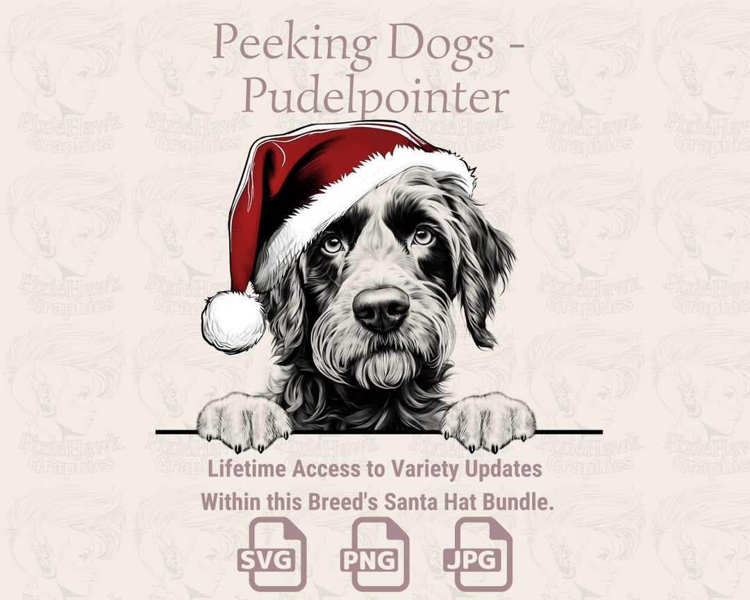 Peeking Dogs Pudelpointer Santa Hat - | SVG | PNG | JPG | Many ...