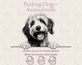 Sheepadoodle Peeking Dog Line Art (SVG, PNG, JPG) - Etsy
