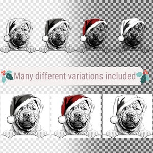 Peeking Dogs Chinese Shar Pei Santa Hat - | SVG | PNG | JPG | Many ...