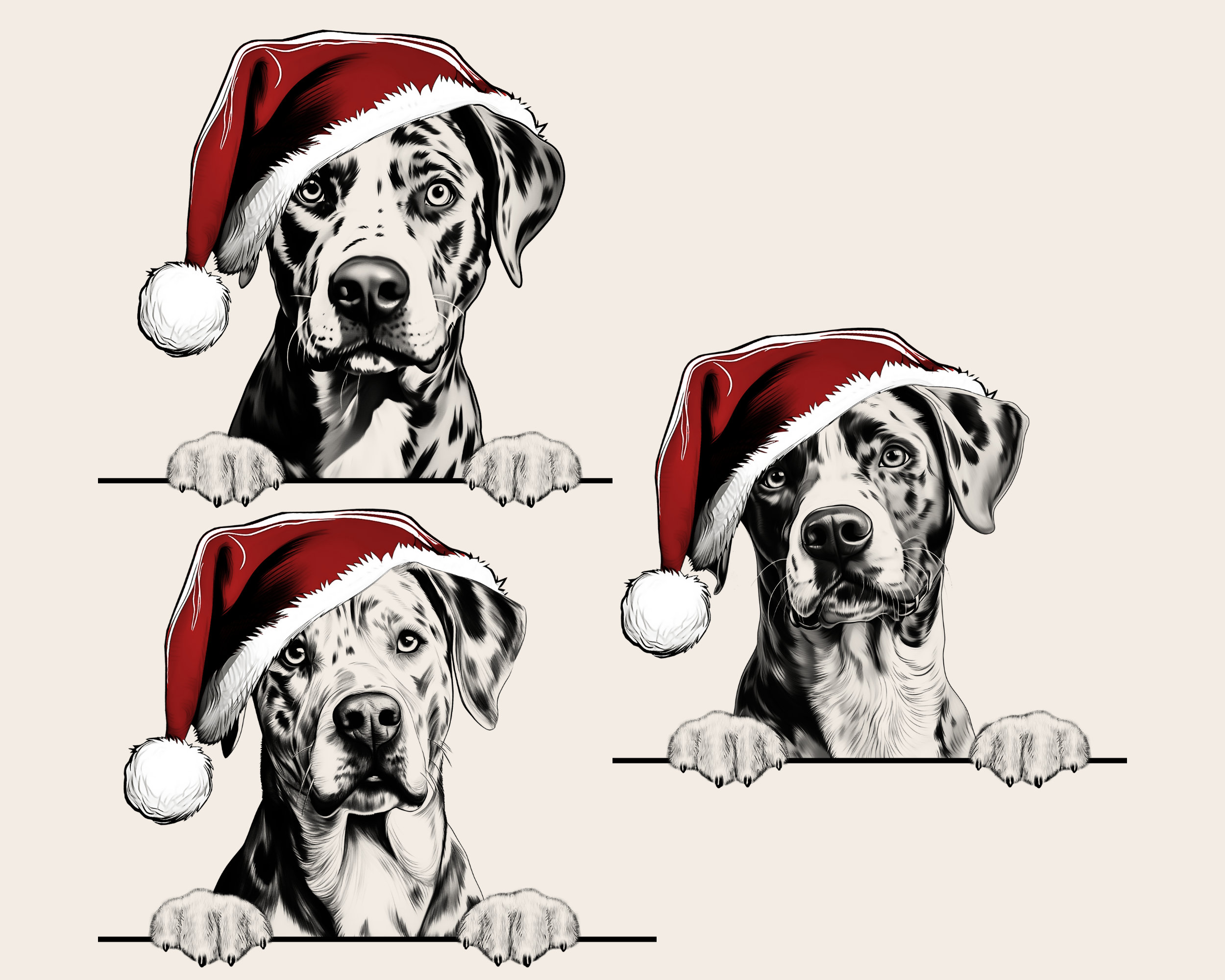 Catahoula Leopard Dog Santa Hat Peeking (SVG, PNG, JPG) - Etsy
