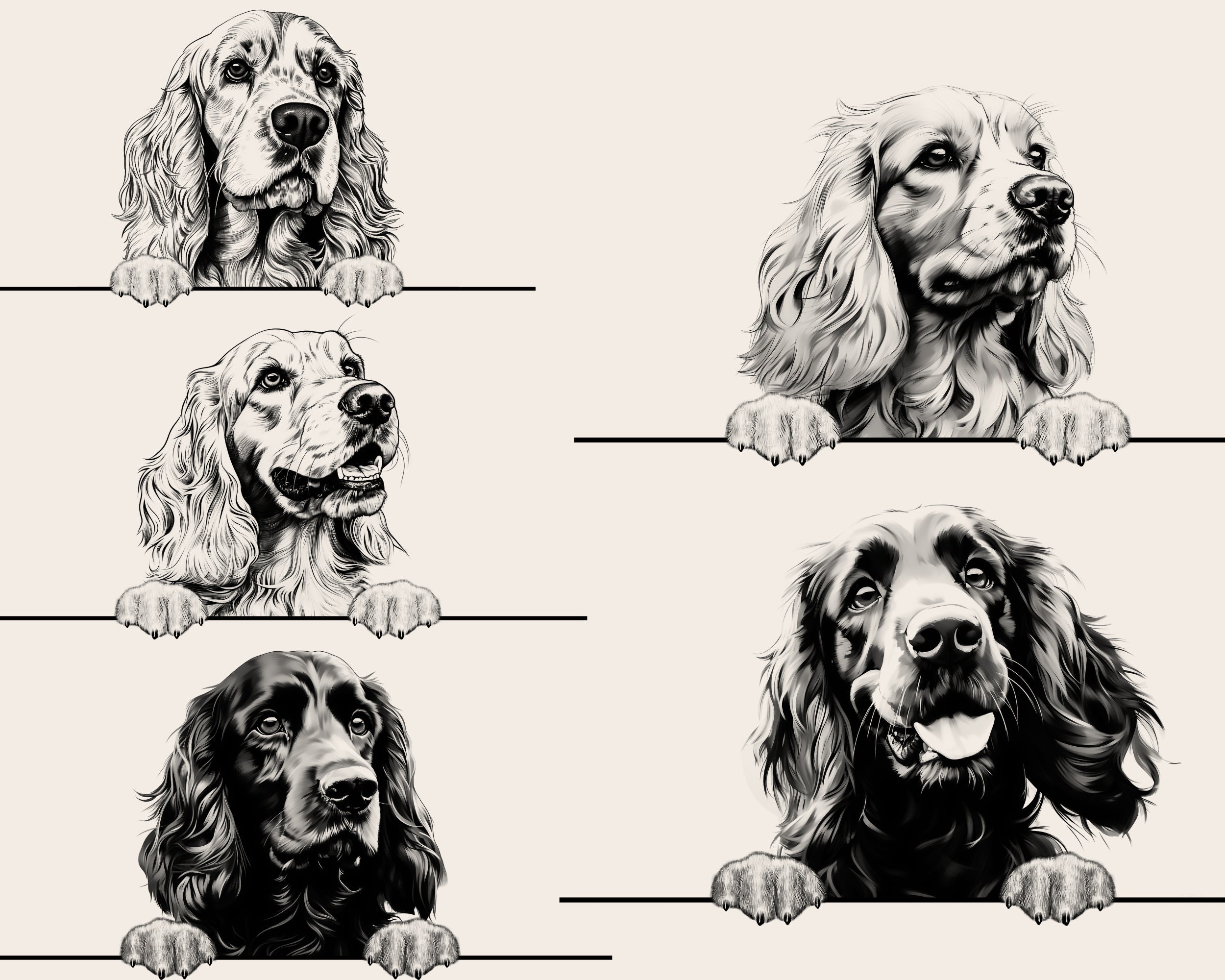 Peeking Dogs Cocker Spaniel SVG PNG JPG Transparent - Etsy