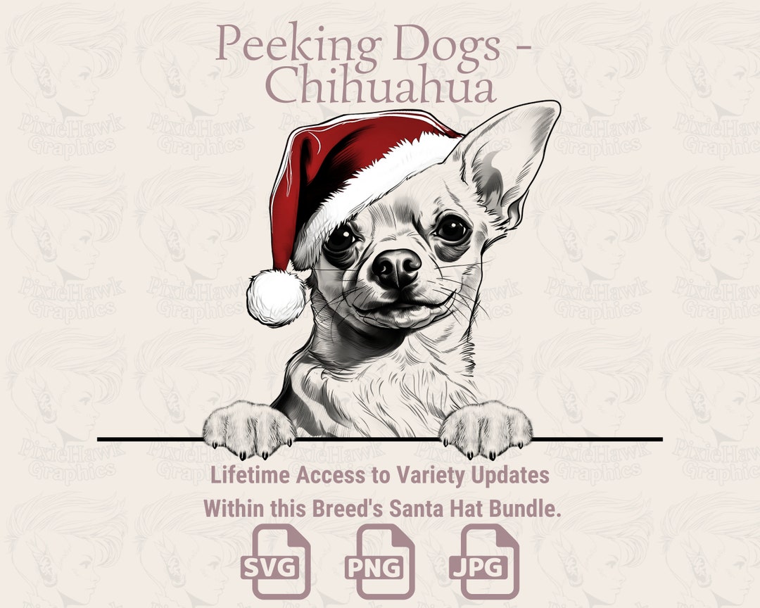 Peeking Dogs Chihuahua Santa Hat - | SVG | PNG | JPG | Many Variations ...