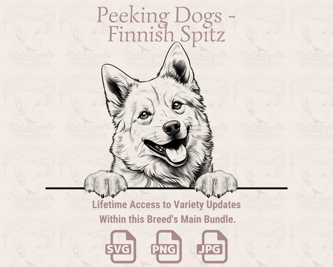 Finnish Spitz Line Art: Peeking Dog SVG, PNG, JPG (digital Download) - Etsy