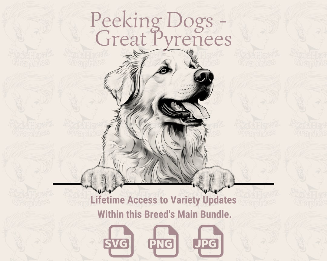 Peeking Dogs Great Pyrenees - | SVG | PNG | JPG | Transparent + White ...