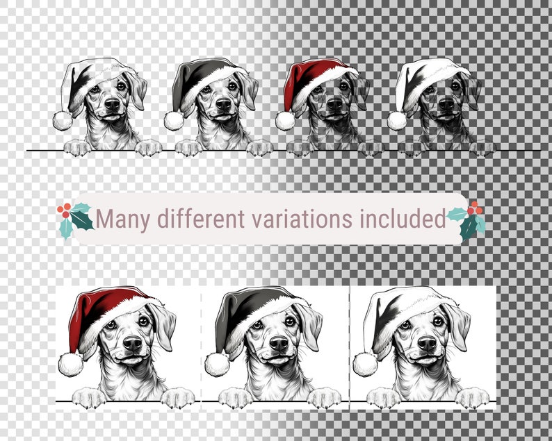 Peeking Dogs Chiweenie Santa Hat SVG PNG JPG Many - Etsy