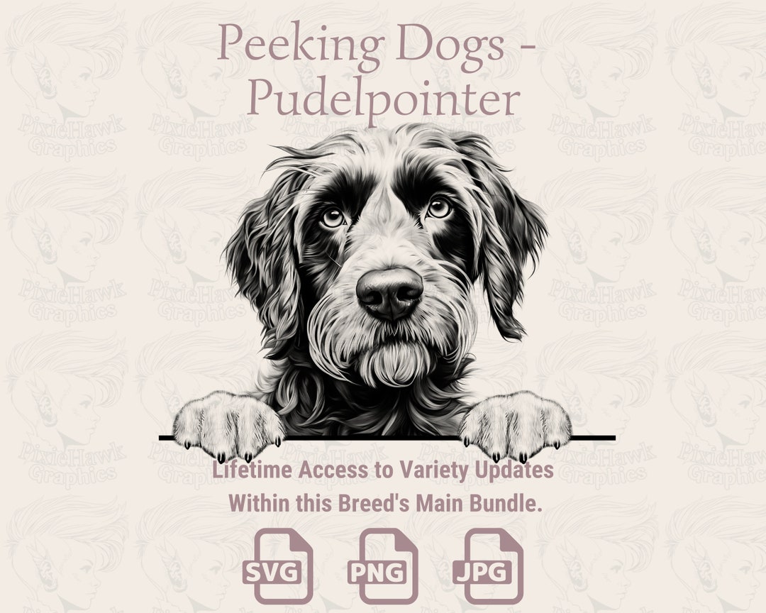 Peeking Dogs Pudelpointer - | SVG | PNG | JPG | Transparent + White Background - Planner ...
