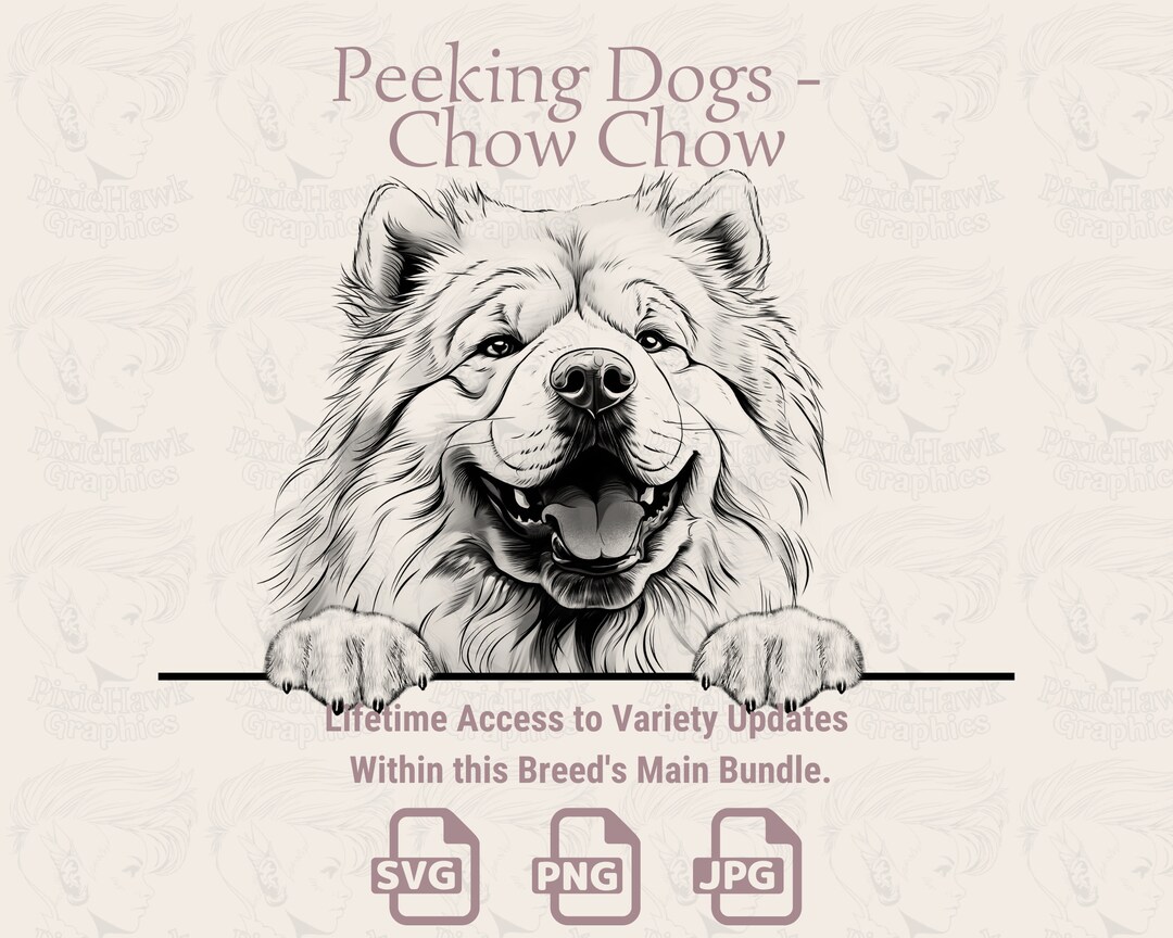 Chow Chow Line Art: Peeking Dog SVG, PNG, JPG - Etsy