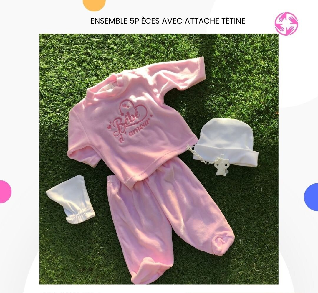 5-piece Velvet Newborn Baby Set With Bonnet and Pacifier Clip, Adorable ...