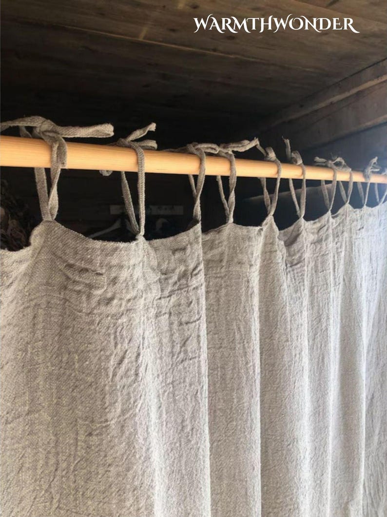 Linen Gauze Cafe Curtain One Panel Set: Rustic Kitchen Window Drapery ...