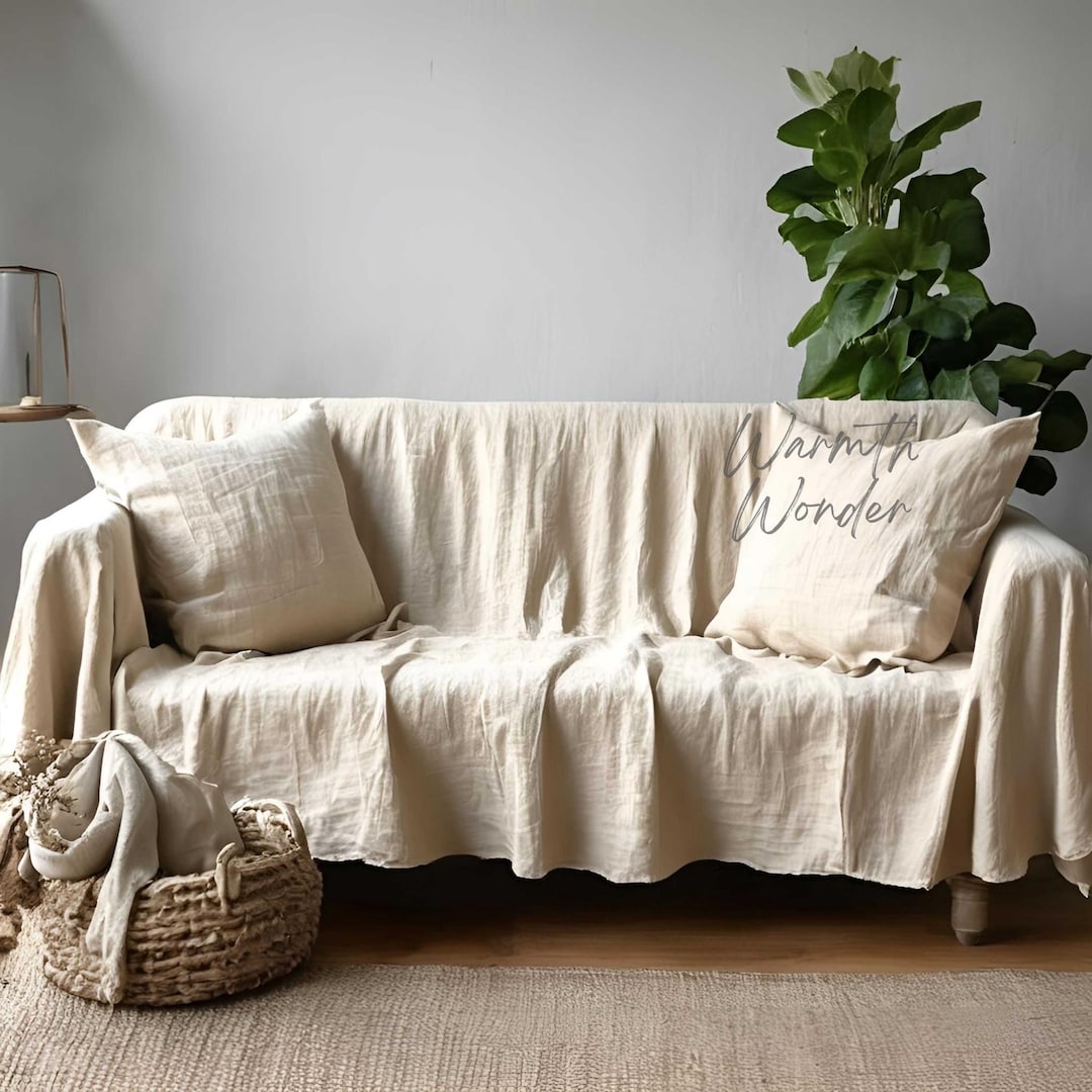 Living Room Couch Cover | Cotton Large Sofa Cover | Handmade Slip ...