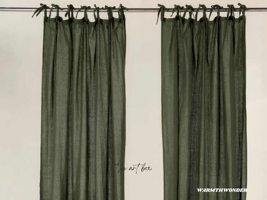 Terracotta Cotton Curtain Panel Set: Bohemian Tie Top Drapes - Etsy