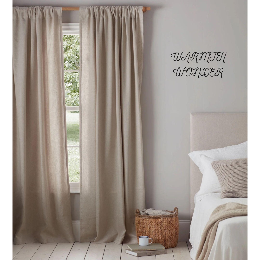 Thick Linen Curtains for House, Custom Size Natural 100% Linen Loop Top ...