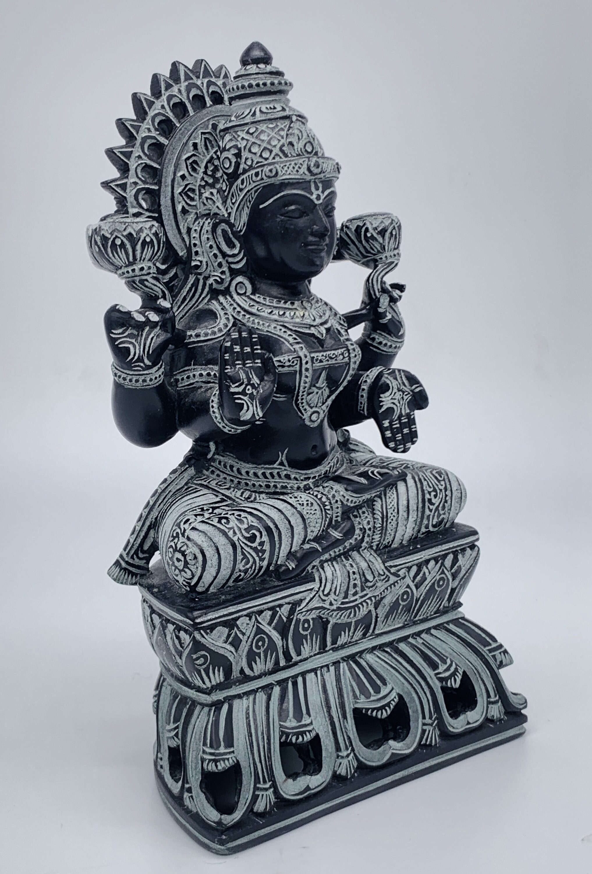 Lakshmi Indian Stone Statue 18 Cm Hindu Goddess of Money - Etsy