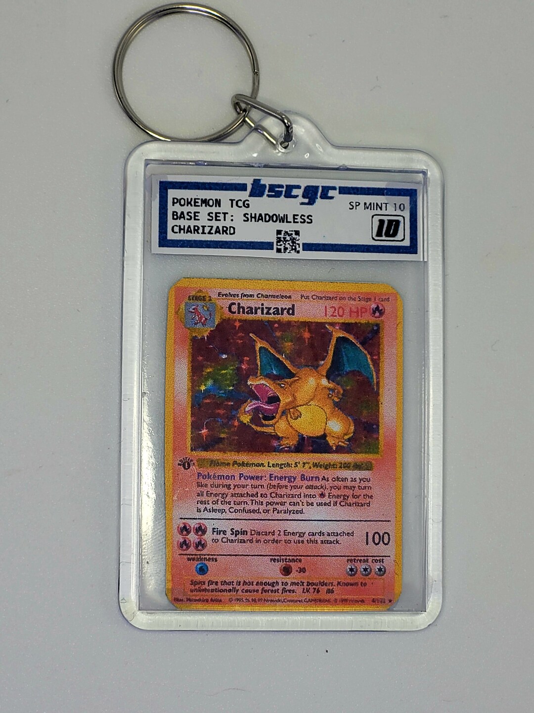 Shadowless Charizard Keychain Mini Slab Graded Pokemon Card - Etsy UK