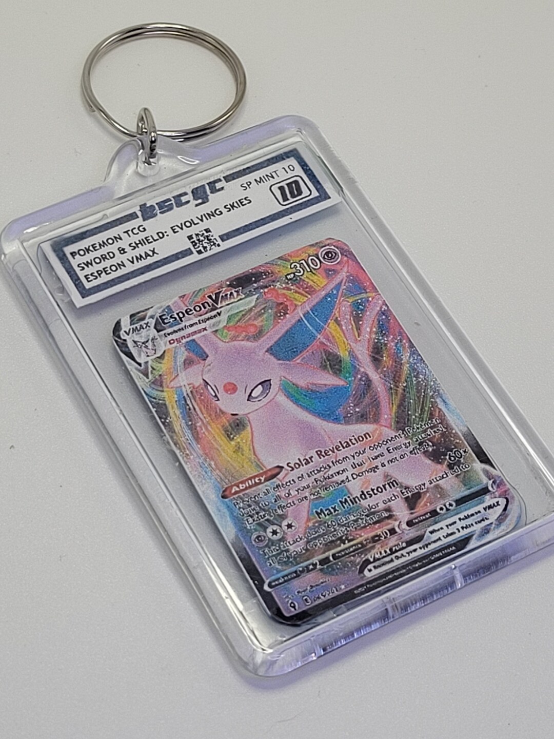 Espeon Vmax Keychain Mini Slab Graded Pokemon Card - Etsy